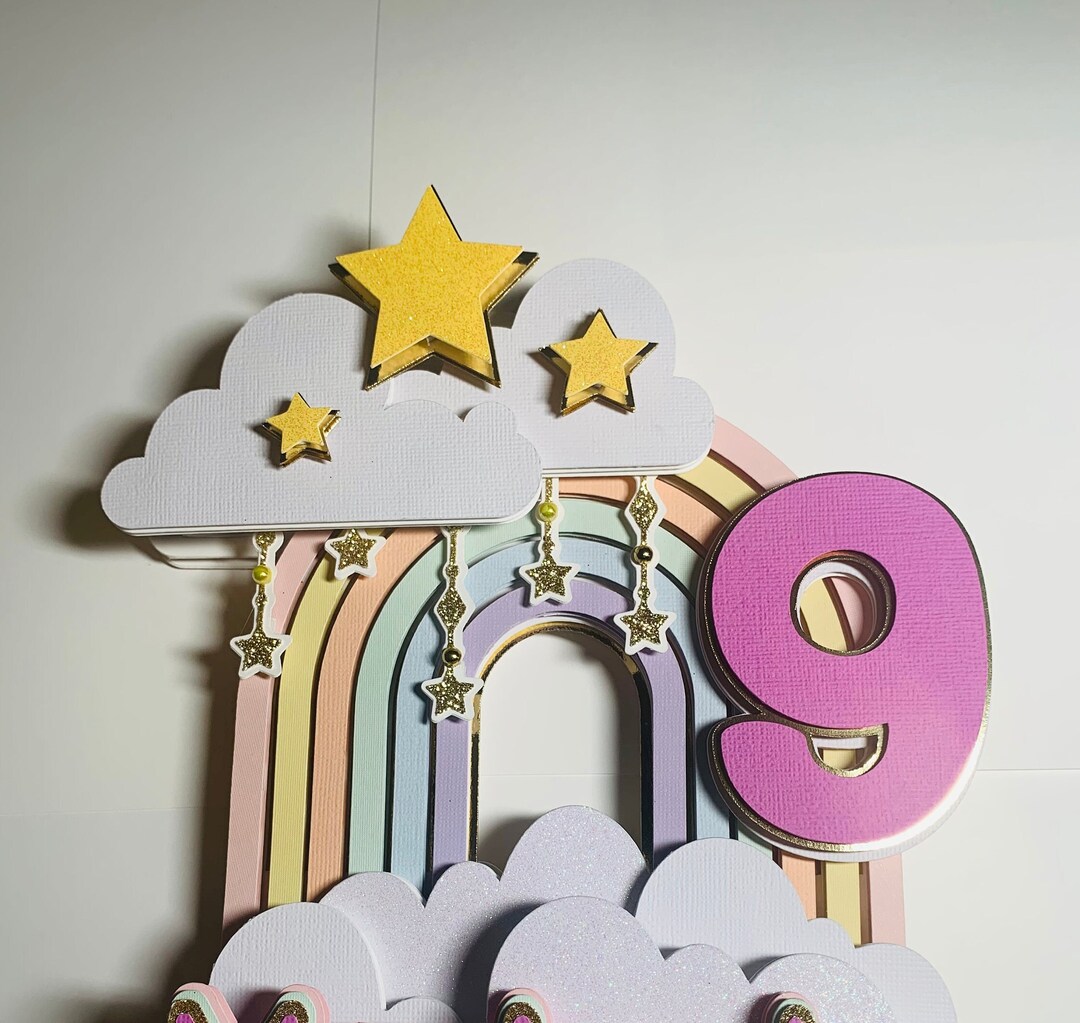 Rainbow Cake Topper,birthday Party,cloud Topper - Etsy