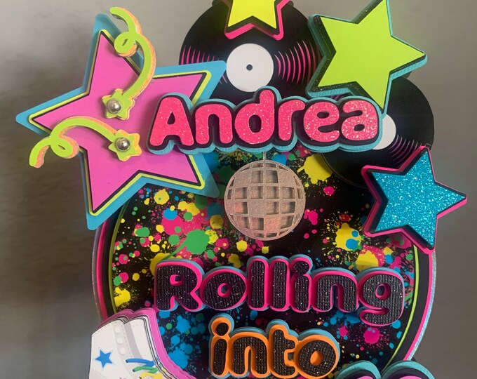 Neon Blacklight Roller Skate Rollerskate Groovy 70s 80s Disco Ball Cake ...