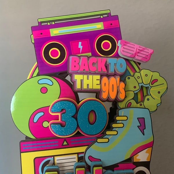 90s Theme Birthday Cake Topper - Etsy