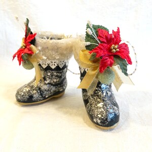 Vintage Inspired Paper Mache Santa Boot Ornament | Vintage Christmas ...