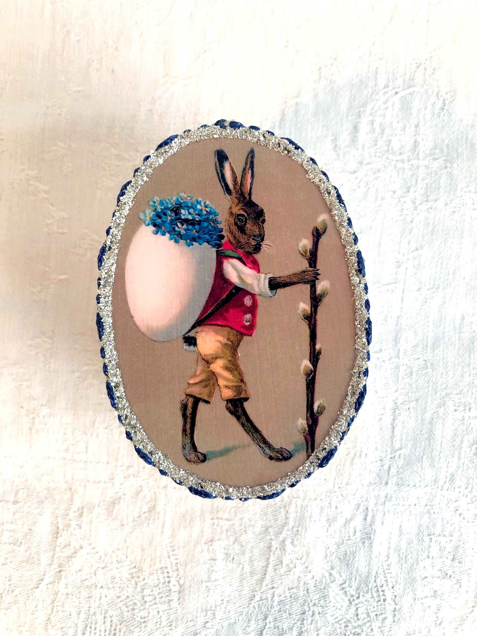 Vintage Inspired Paper Mache Oval Spring Box Easter Candy - Etsy