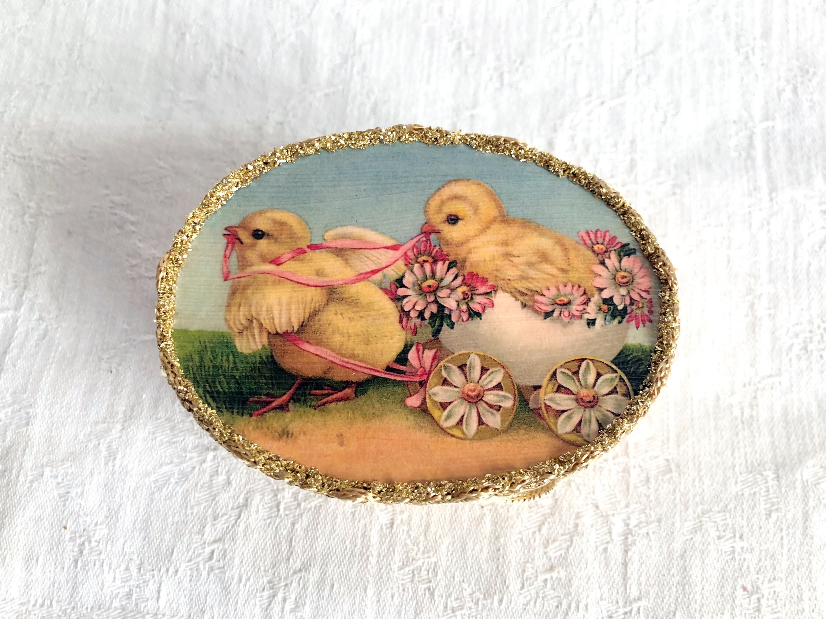 Vintage Inspired Paper Mache Oval Chick Box Easter Candy Box | Etsy