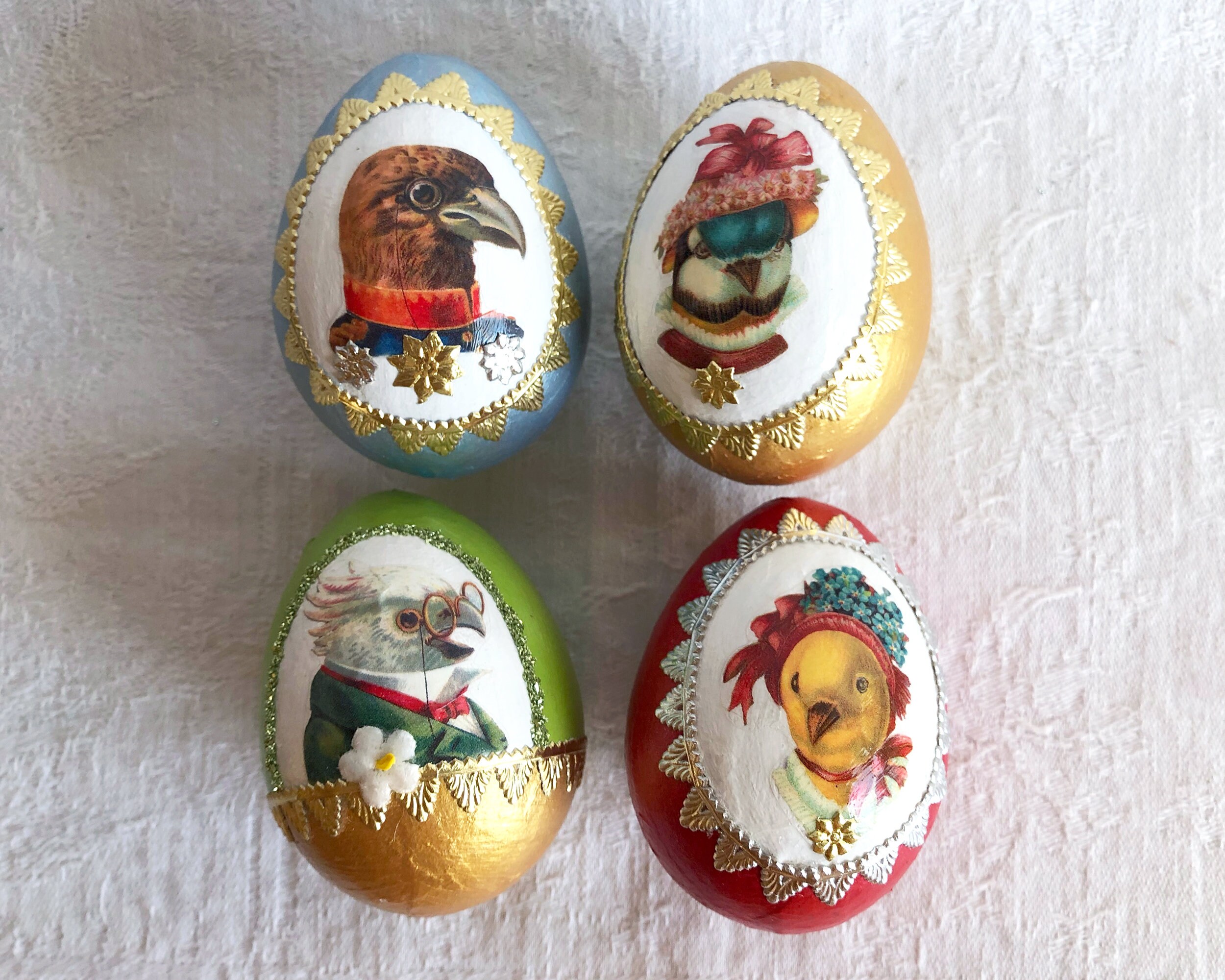Vintage Inspired Easter Box With 4 Whimsical Paper Mache Eggs - Etsy
