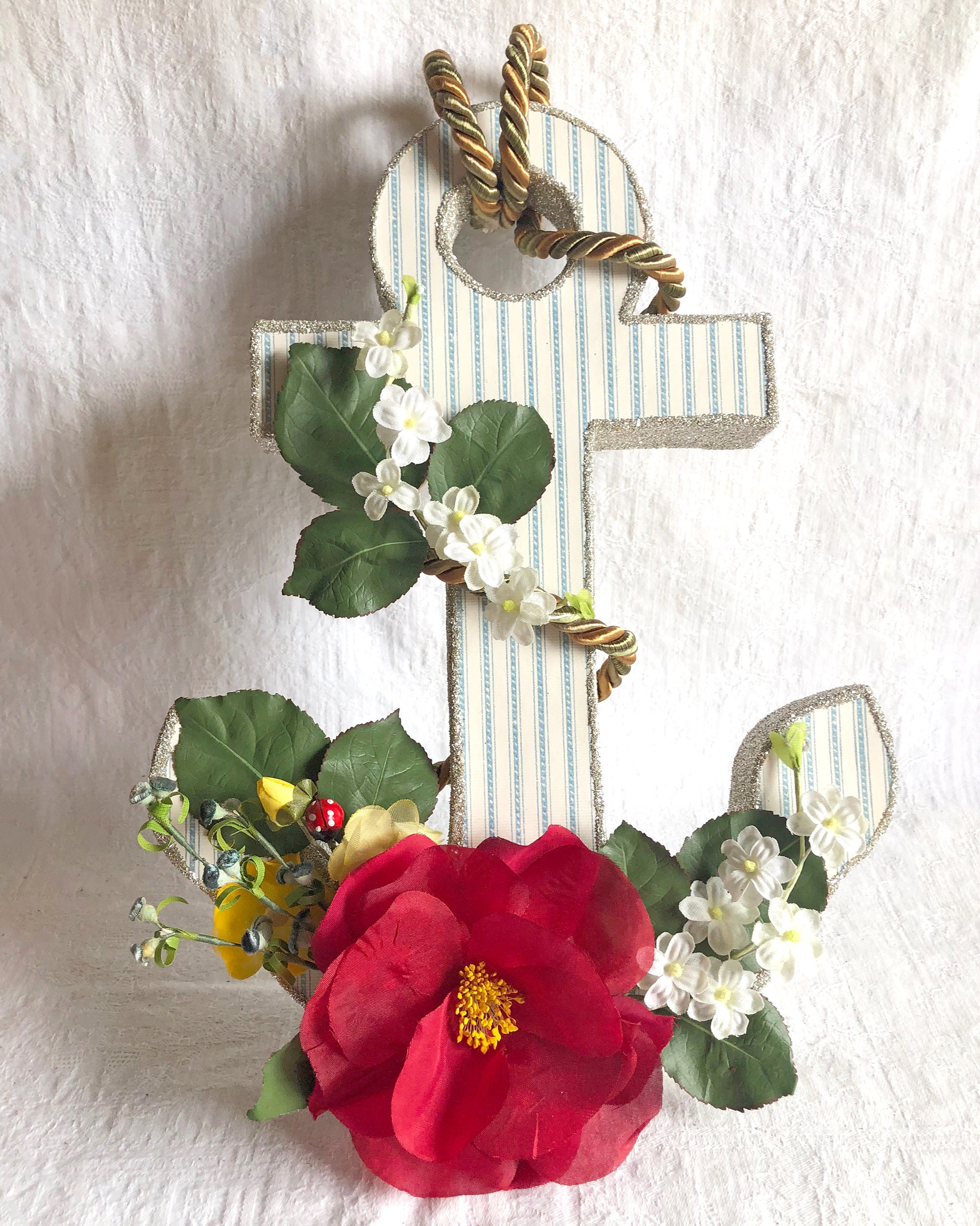 Vintage Inspired Floral Anchor Decor Nautical Art Vintage | Etsy
