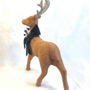 German Glass Glitter Deer With Vintage Trim | Copper Glittered Deer ...