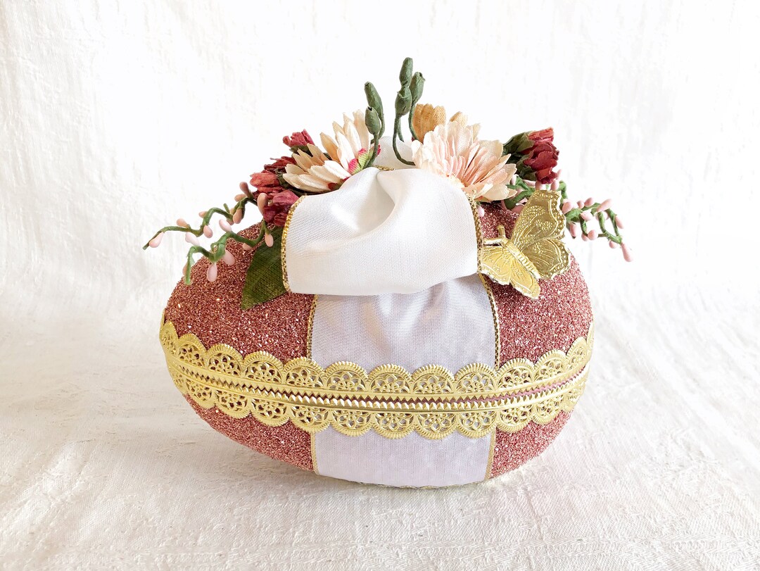 Vintage Inspired Pink German Glass Glitter Egg Box | Easter Egg Candy ...