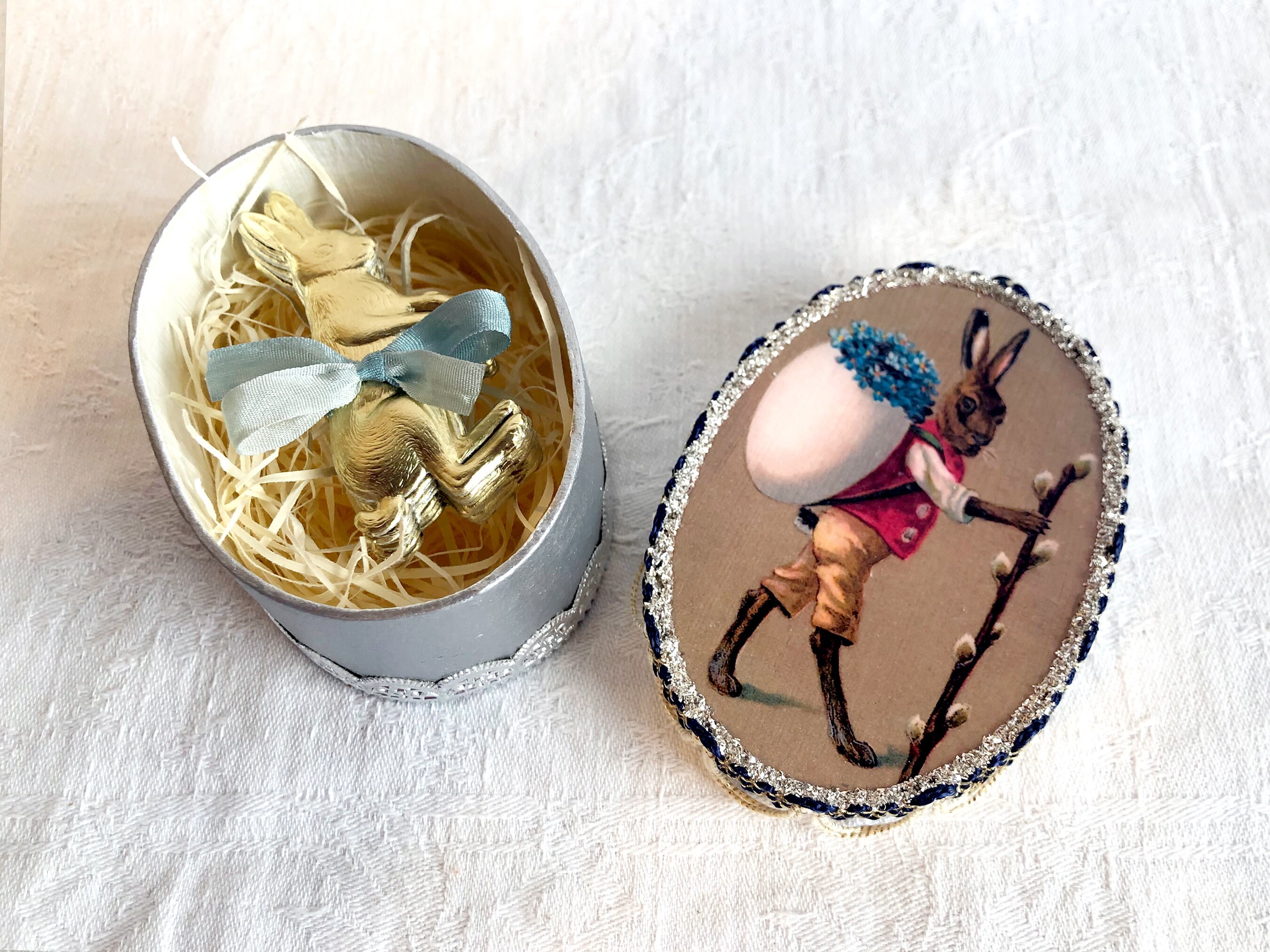 Vintage Inspired Paper Mache Oval Spring Box Easter Candy - Etsy