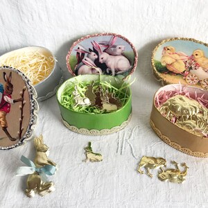 Vintage Inspired Paper Mache Oval Chick Box Easter Candy Box Dresden ...