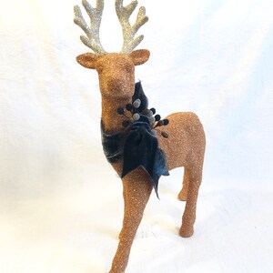 German Glass Glitter Deer With Vintage Trim | Copper Glittered Deer ...