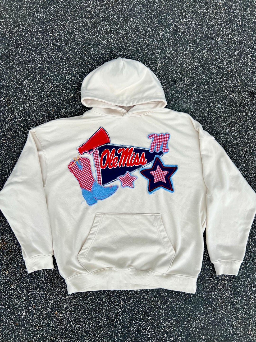 Ole Miss Pennant Hoodie, Ole Miss Football, Reworked Hoodie, University ...