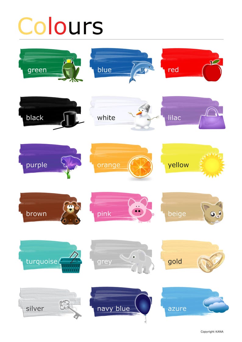 Color Names for Kids, Colors in English, Educational Posters, Classroom ...