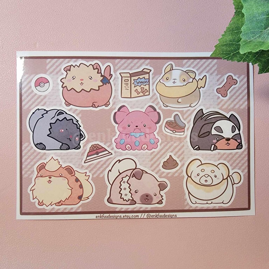 Chonky Dog Poke Sticker Sheet | Cute Sticker Sheets | Anime Sticker ...