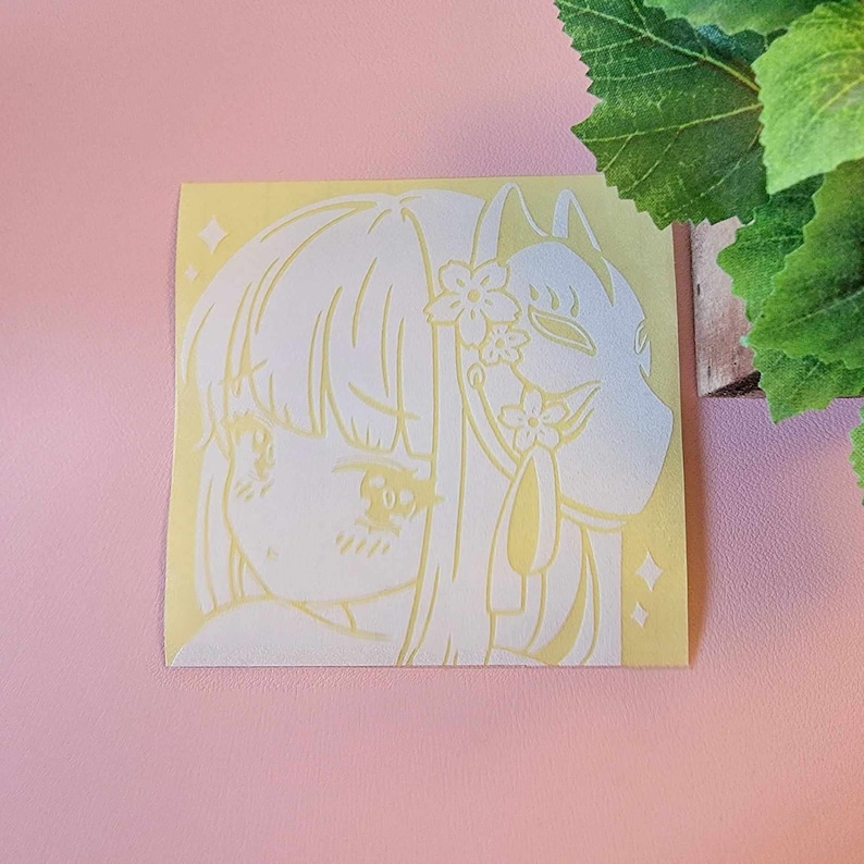 Kitsune Mask Anime Girl Vinyl Decal | Anime Vinyl Decal Sticker ...