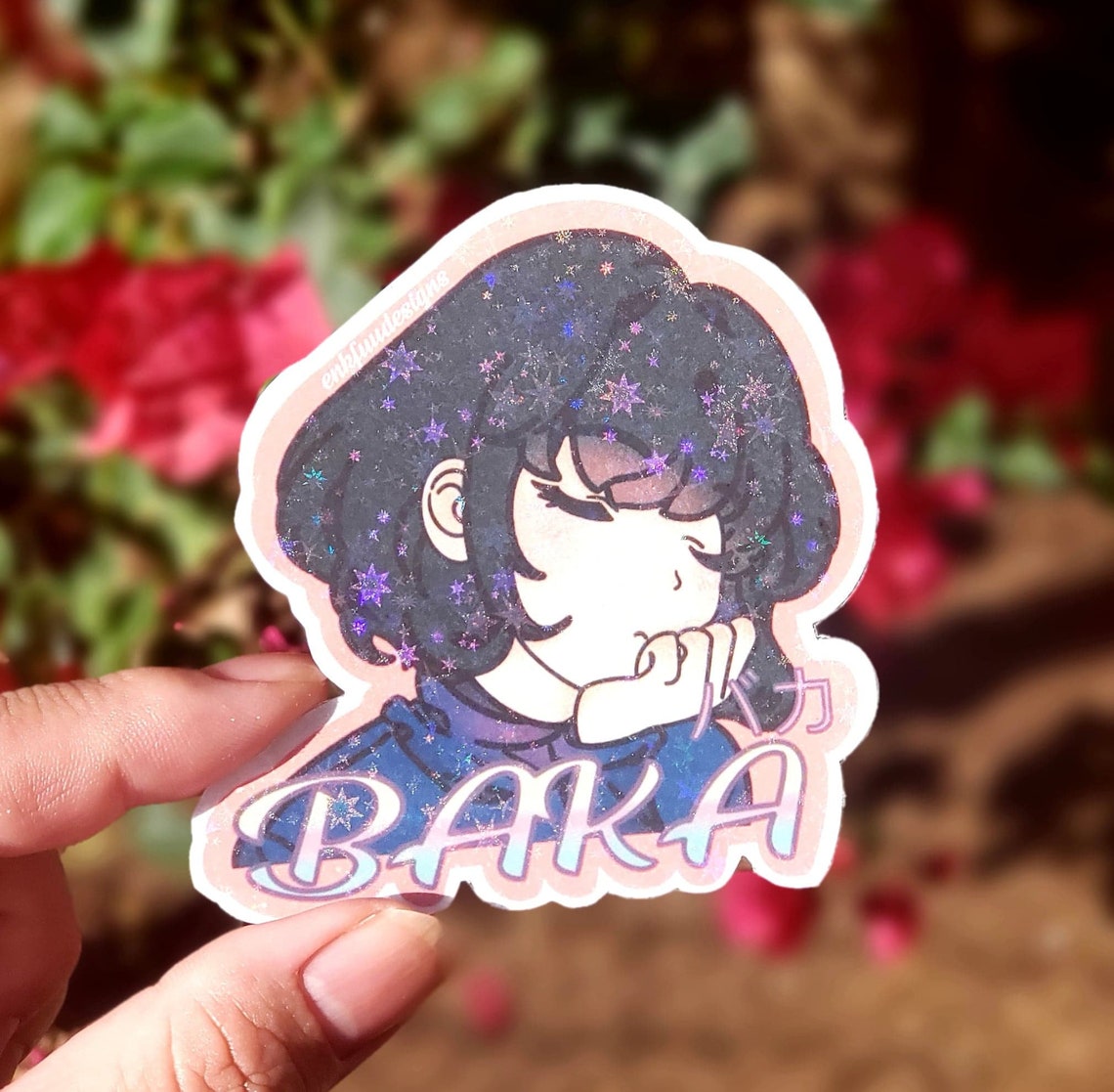 BAKA Retro Anime Girl Holographic Sticker Holographic | Etsy