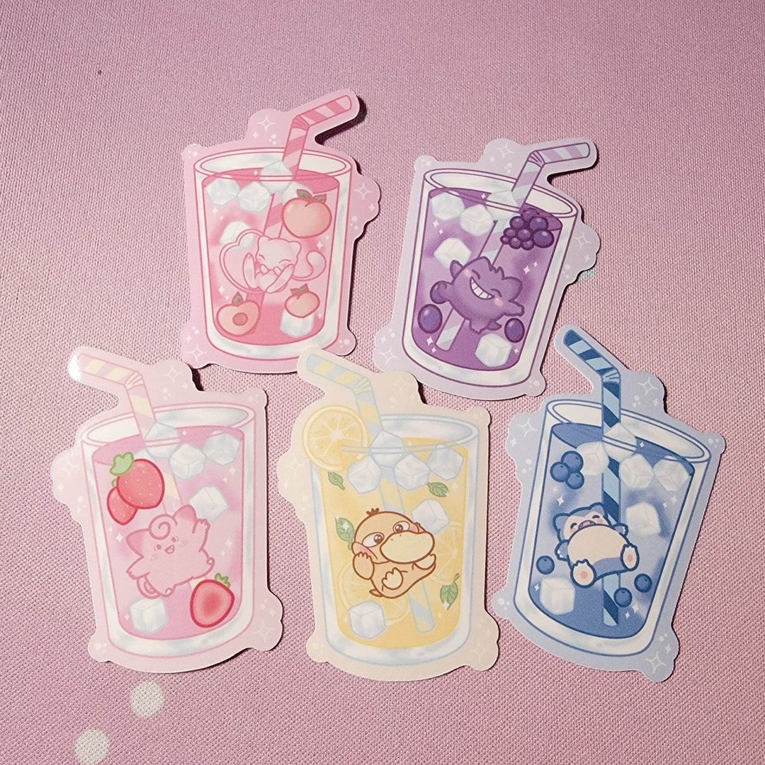 Cute Poke Drinks HOLOGRAPHIC Stickers Vol.1 Cute Stickers Cute Anime ...