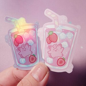 Cute Poke Drinks HOLOGRAPHIC Stickers Vol.1 Cute Stickers Cute Anime ...