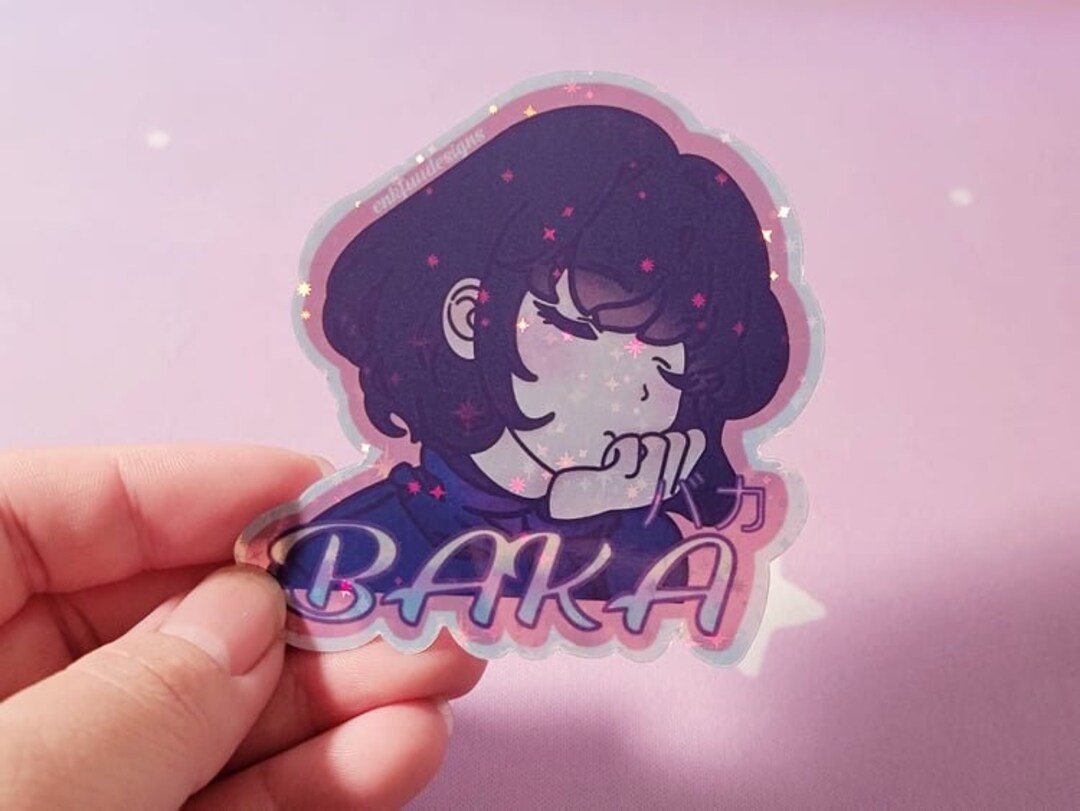 BAKA Retro Anime Girl Holographic Sticker | Holographic Stickers| 90s ...