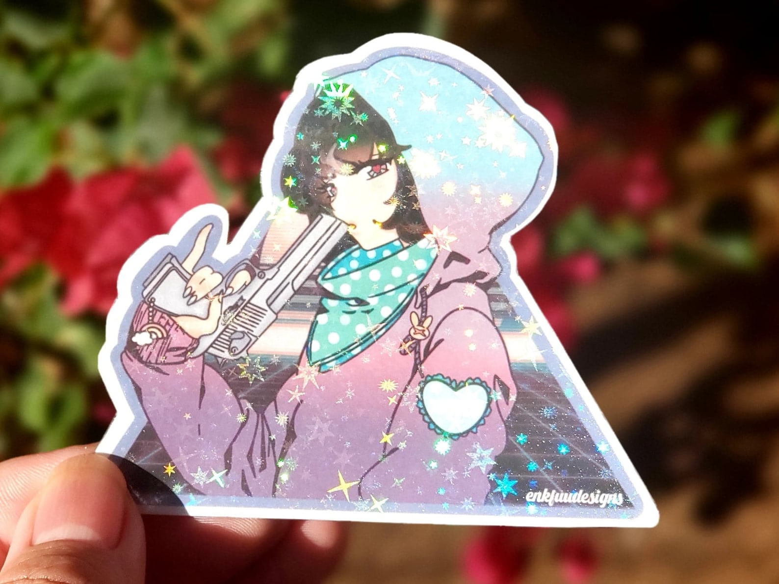 Retro Anime Girl Holographic Sticker Holographic Stickers | Etsy