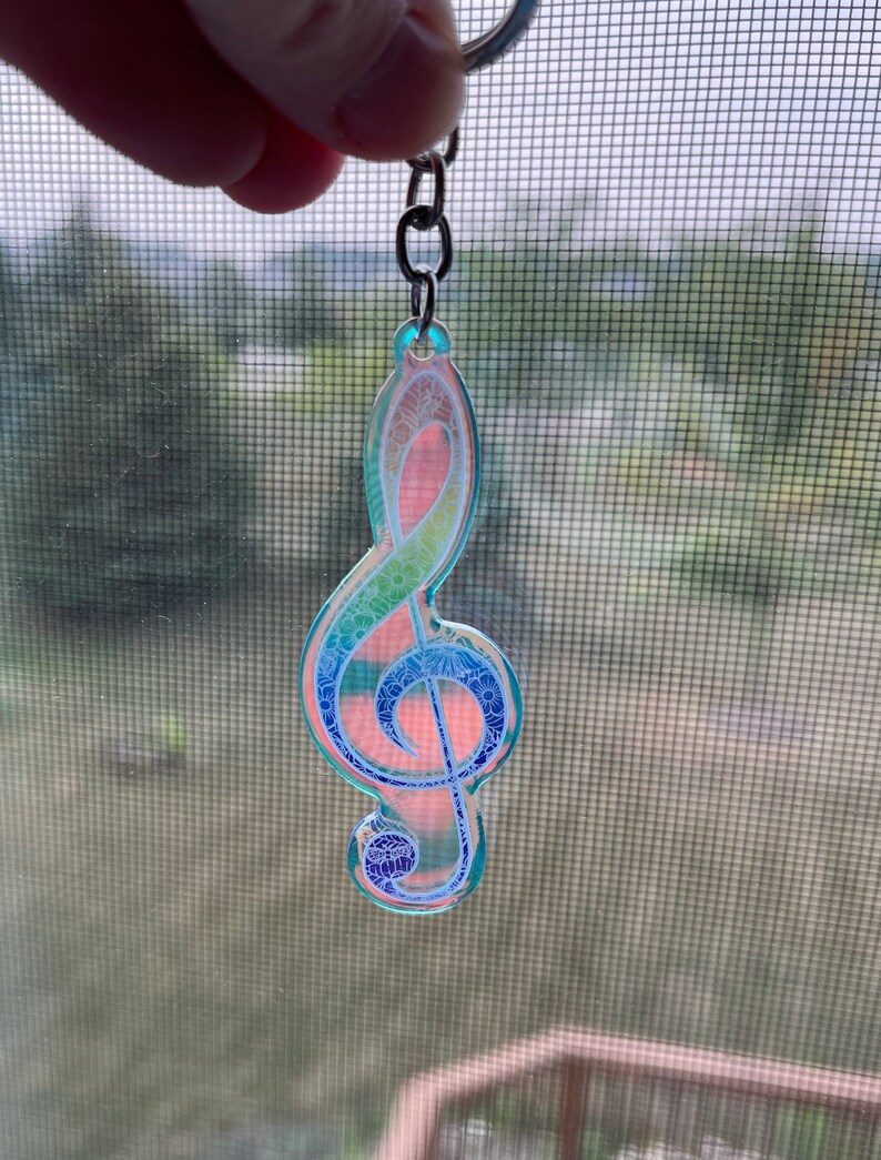 Rainbow Acrylic Treble Clef Keychain 3 Inches - Etsy