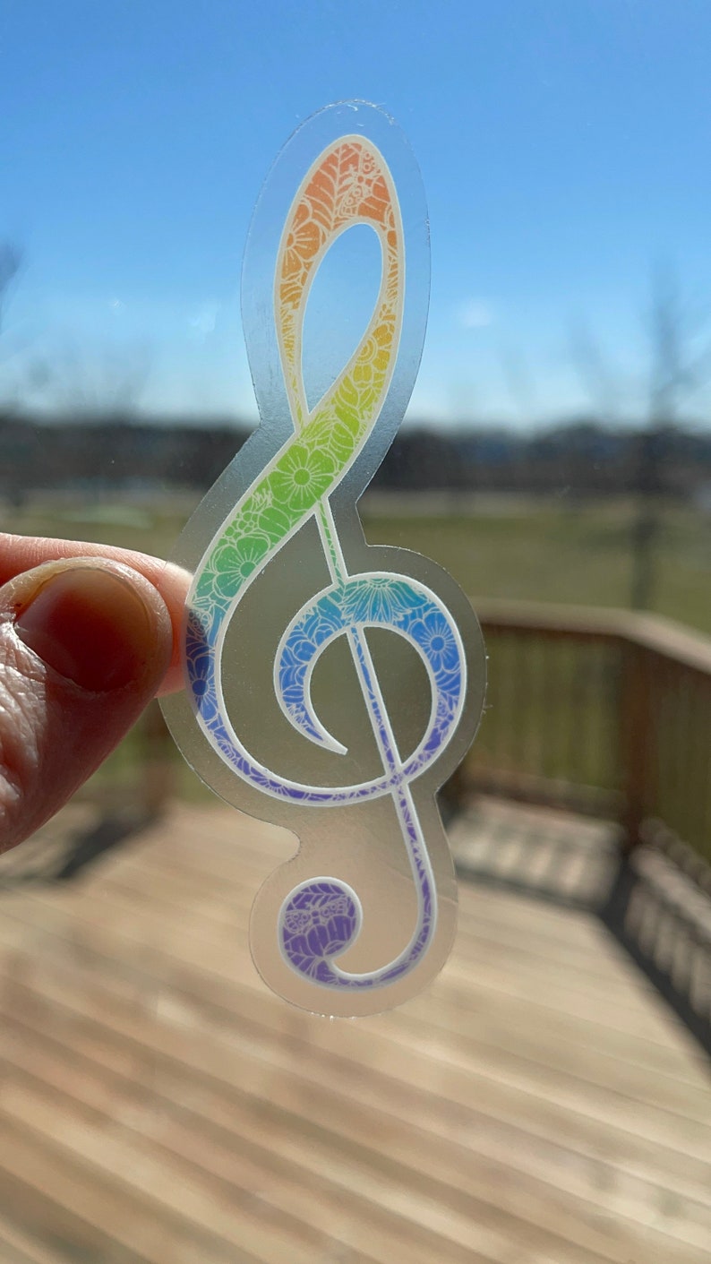 Treble Clef Music Clear Vinyl Sticker - Etsy