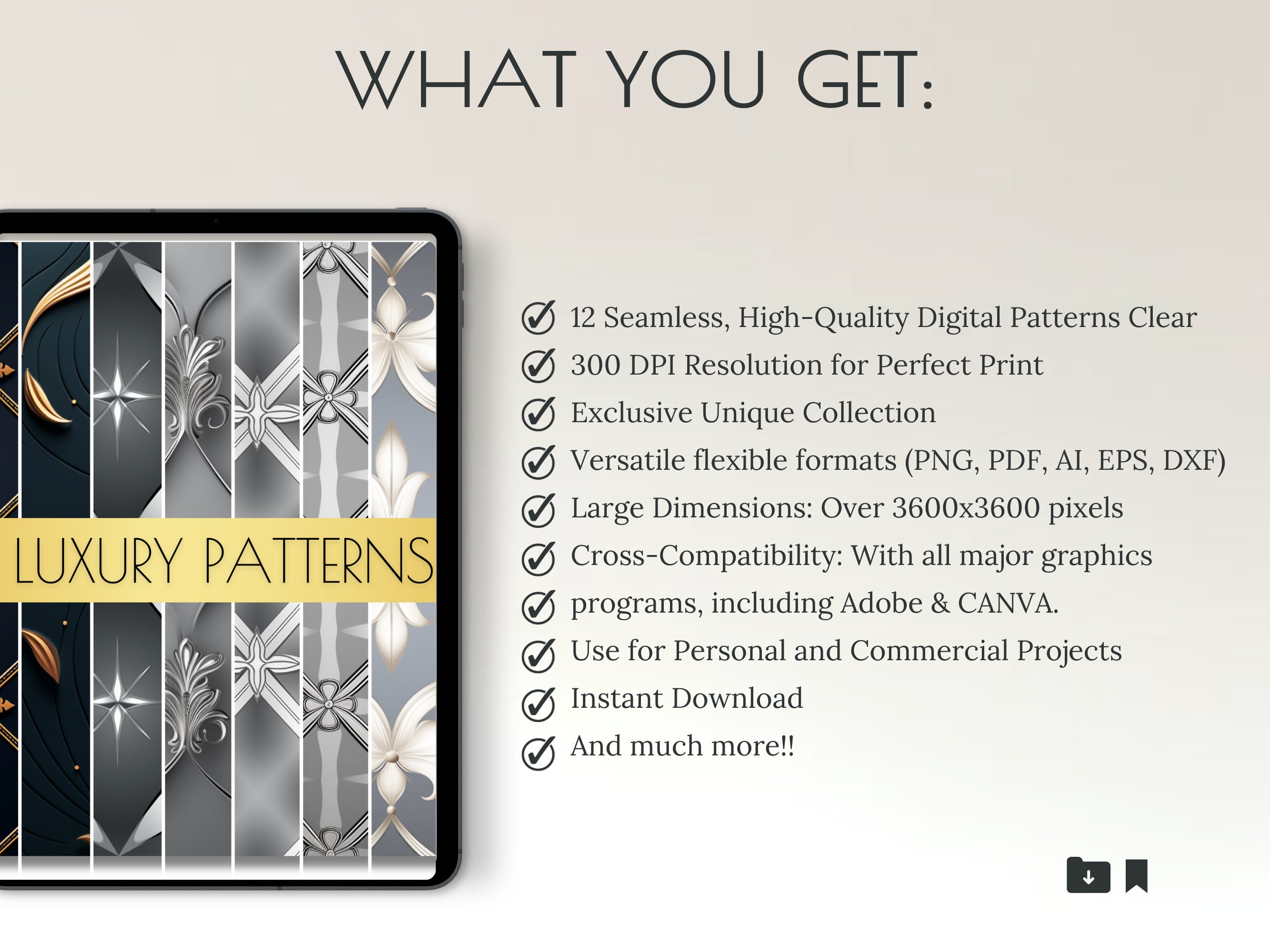 Seamless Pattern SVG Bundle Luxury-patterns Collection: 12 High ...