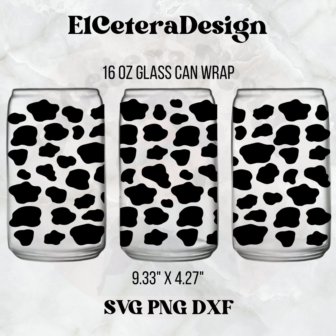 16 Oz Glass Can Svg Cut File, Cow Print Pattern Svg, Western Svg, Boho ...