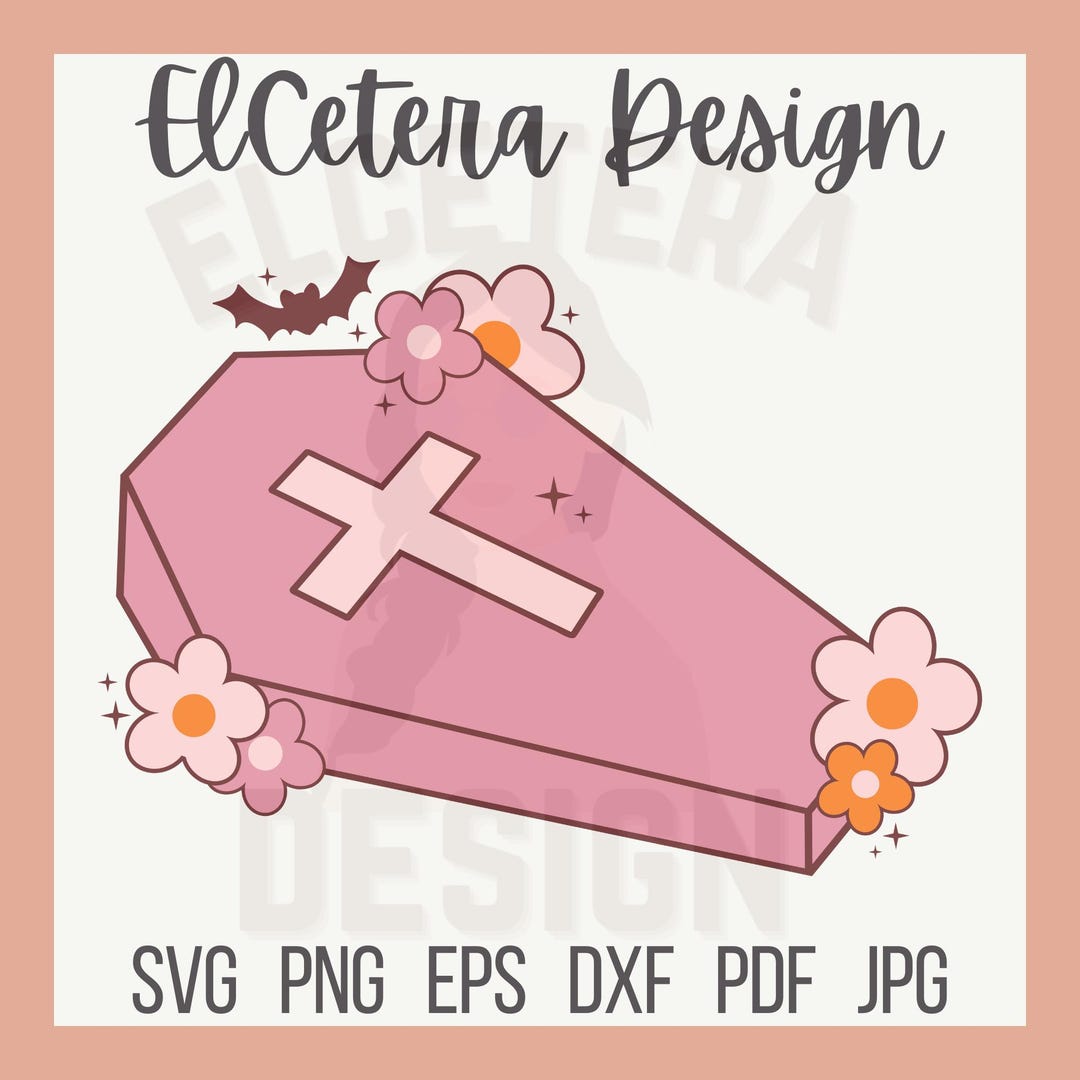 Halloween Floral Coffin Svg Cut File Png Design, Cute Halloween Clipart ...