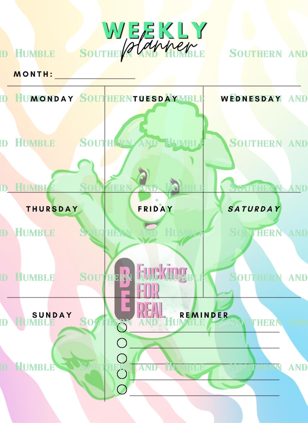 Swear Bears Weekly Planner: Sassy Daily Budget Calendar (digital ...