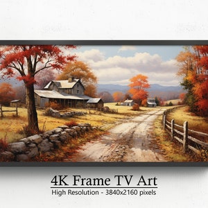 Vintage Autumn Frame TV Art, Fall Foliage Art, Autumn Farmhouse Art ...