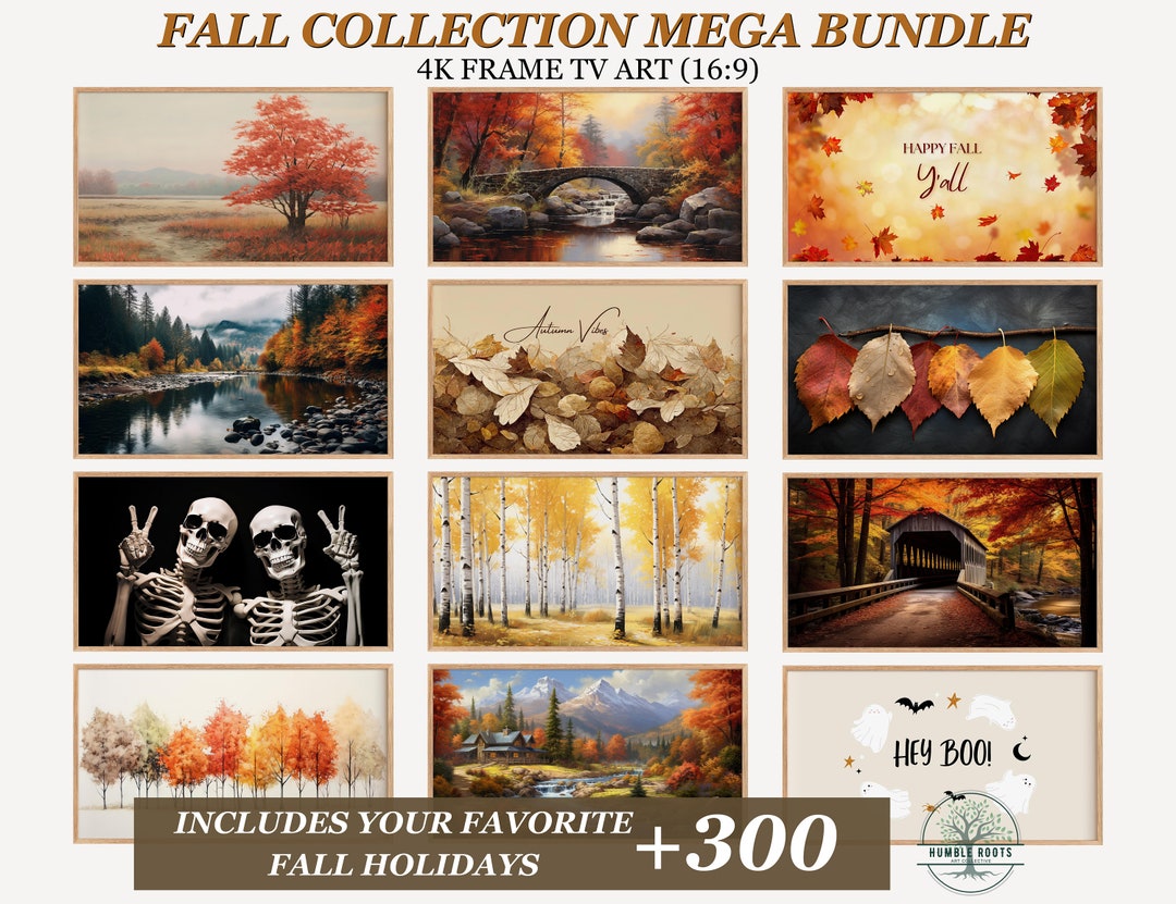 Samsung Frame Fall TV Art Bundle, Autumn Frame TV Art Set, Halloween ...