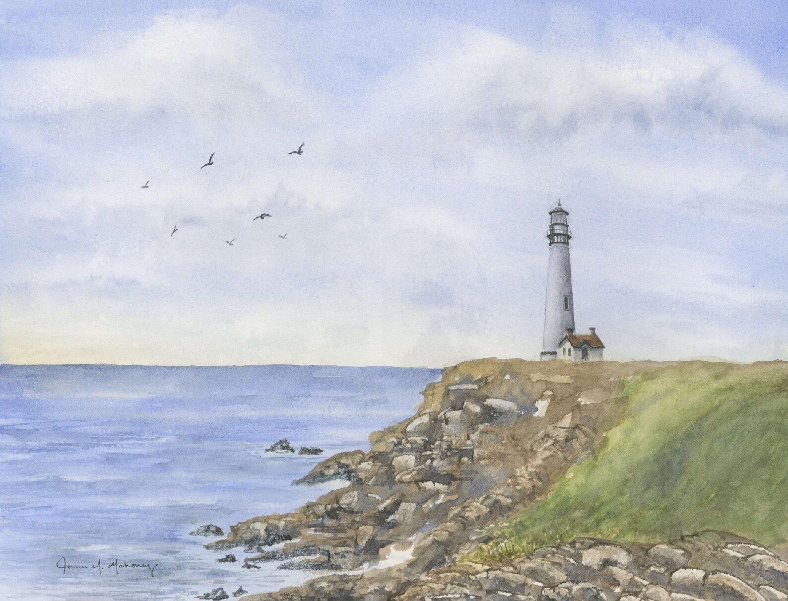 Pigeon Point Lighthouse 001 Original Watercolor Painting - Etsy