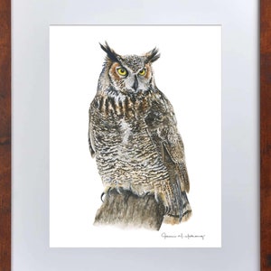 Great Horned Owl Watercolor Print - Etsy