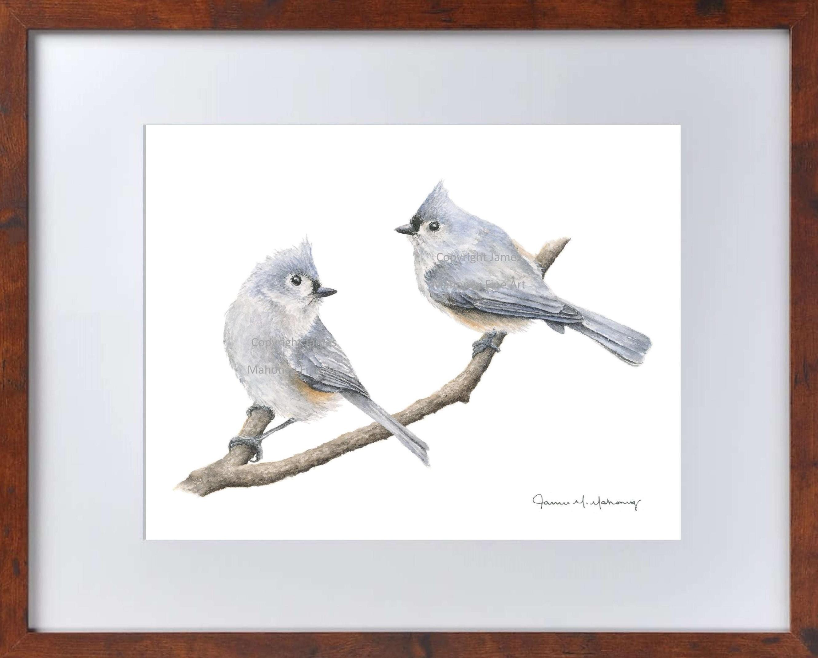 Tufted Titmouse Pair Watercolor Print - Etsy