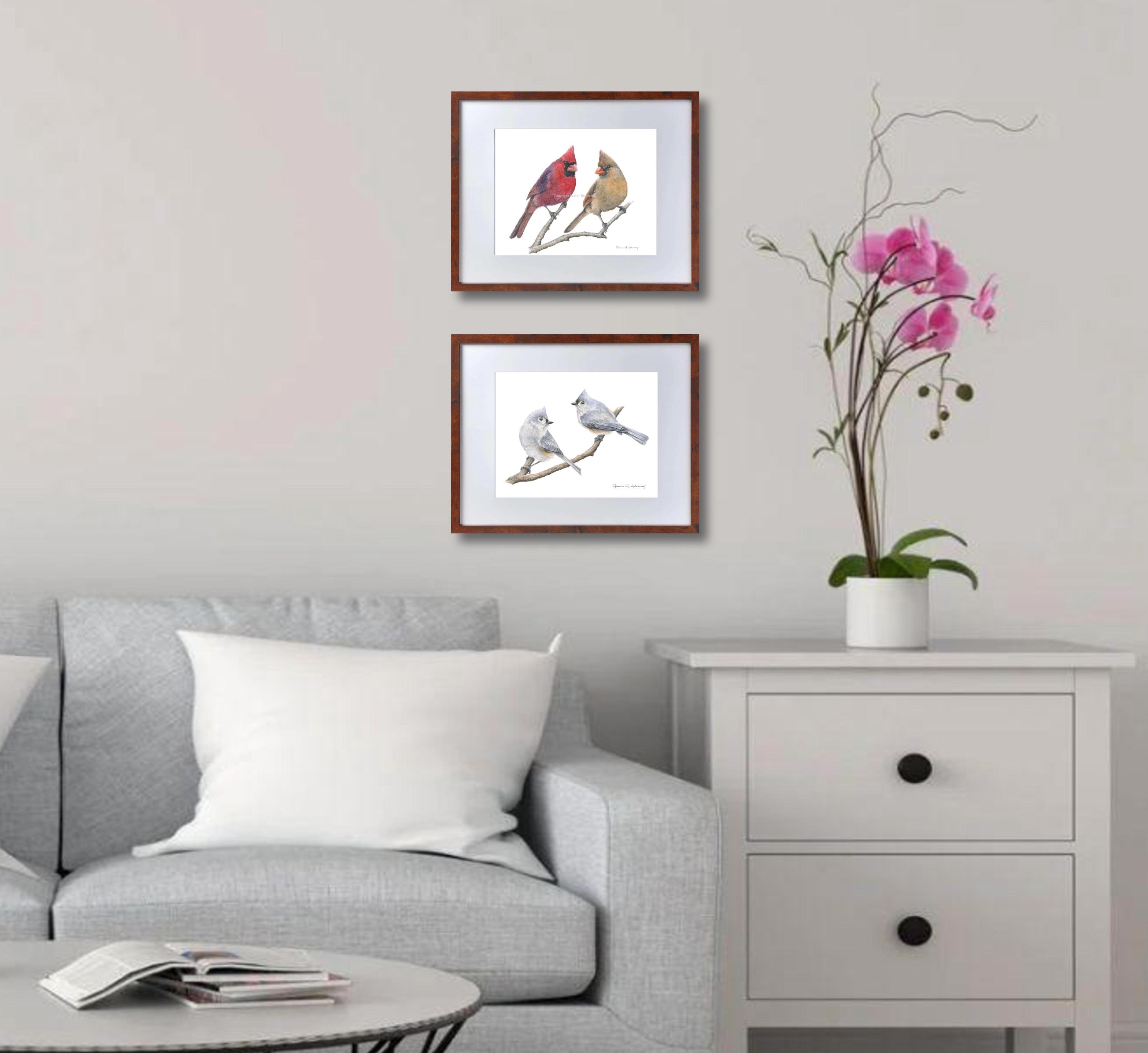Tufted Titmouse Pair Watercolor Print - Etsy