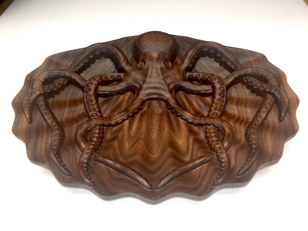 Octopus in Shell Carved in Walnut - Etsy
