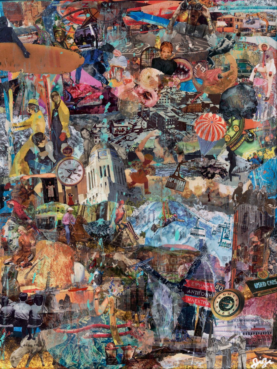 Impresión de arte de collage de medios mixtos | Etsy