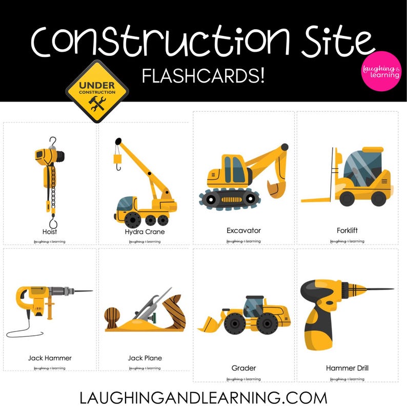 Construction Site Flashcards | Printable STEM Cards for Kids ...