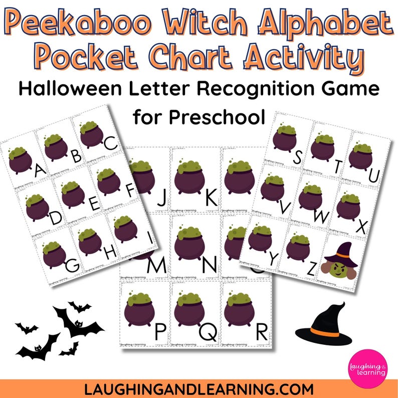 Peekaboo Witch Alphabet Pocket Chart Activity, Halloween Letter ...