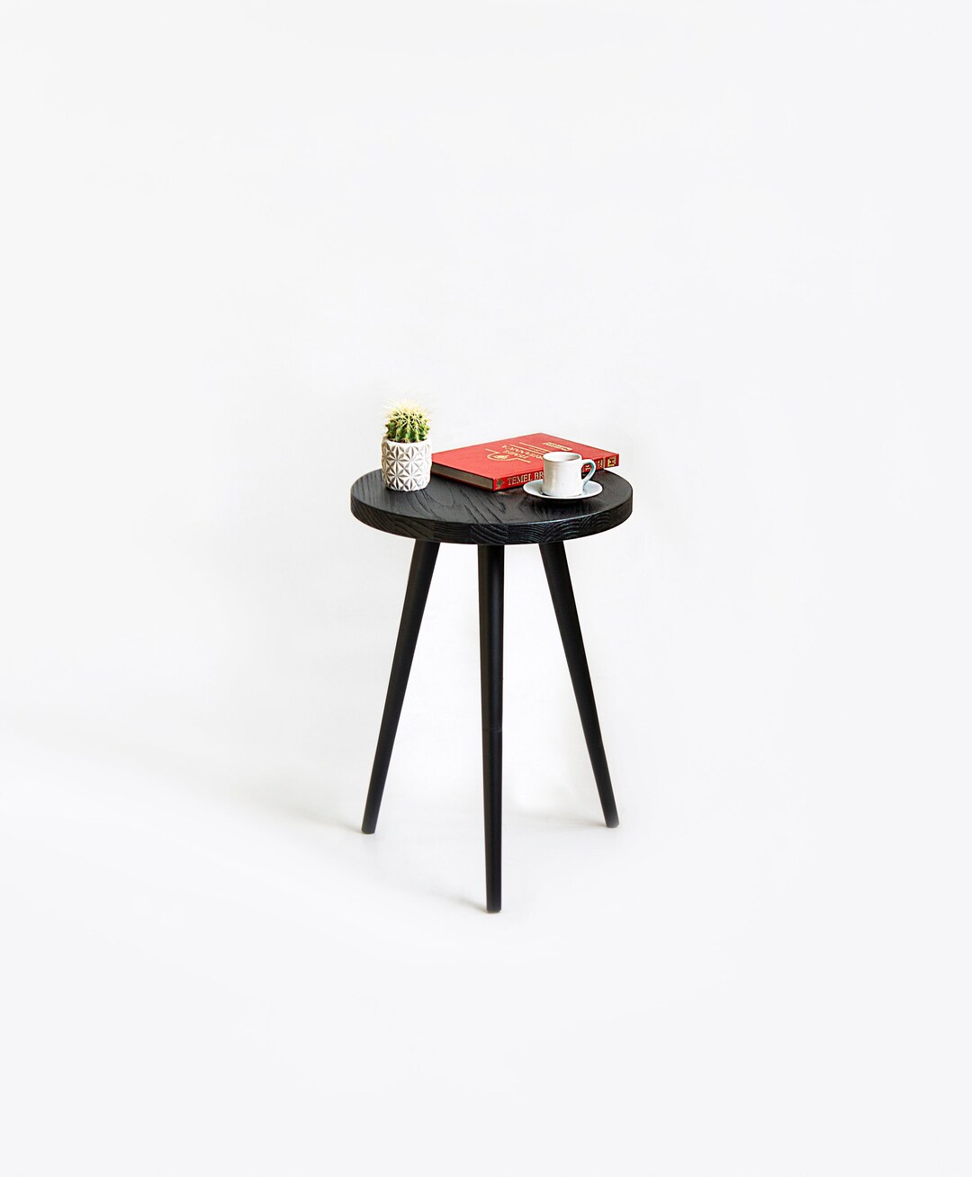 Side Table Black Side Table Round Side Table Wood Side Table Minimalist ...