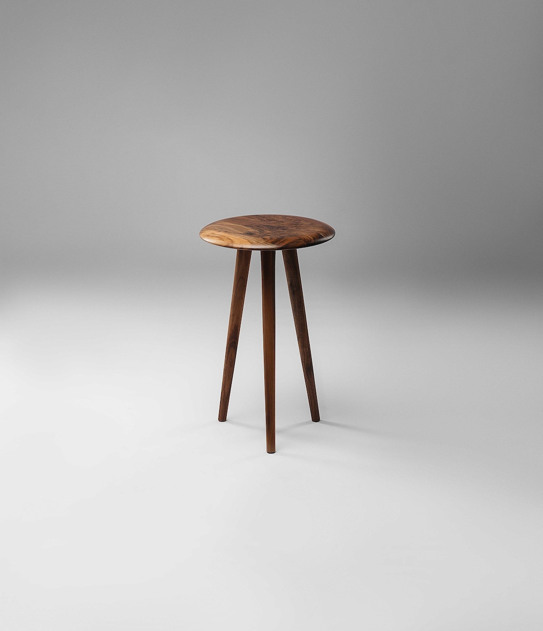 Round Walnut Side Table Walnut Drink Table Solid Walnut End Table Small ...