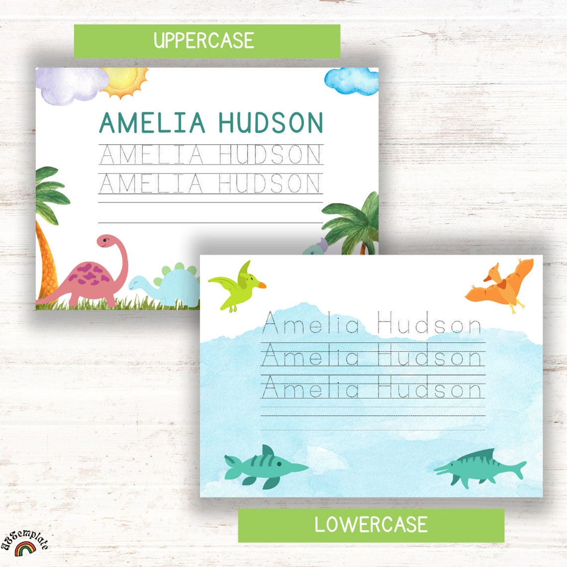 Custom Name Tracing Practice. Dinosaur Handwriting Trace - Etsy