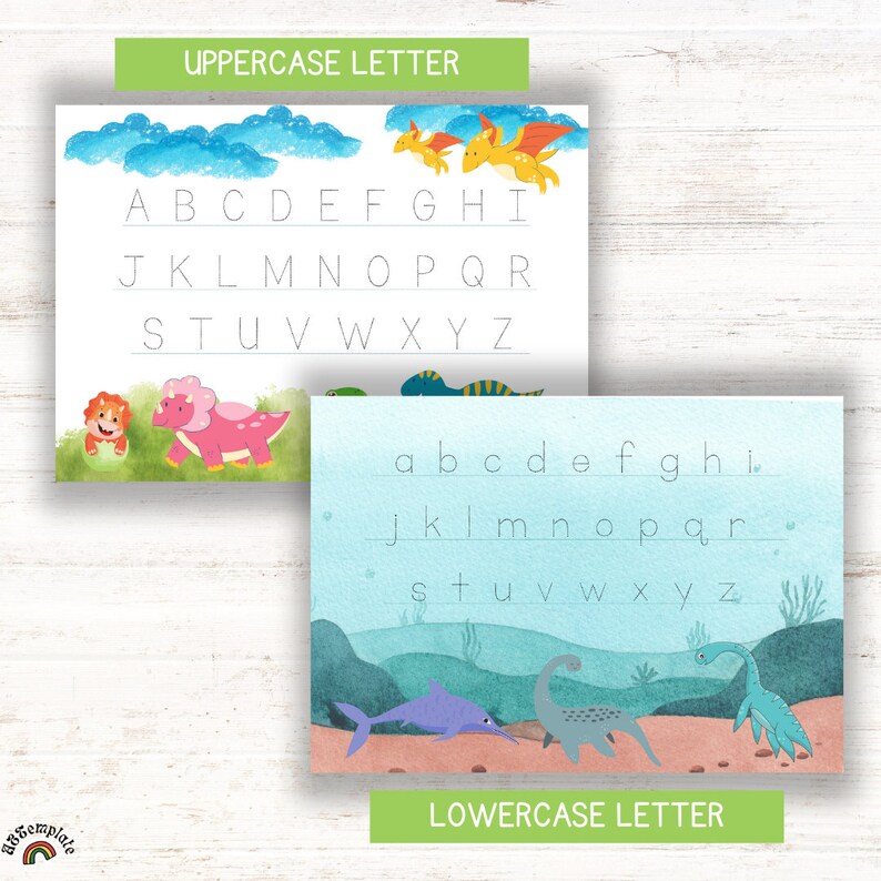 Custom Name Tracing Practice. Dinosaur Handwriting Trace - Etsy