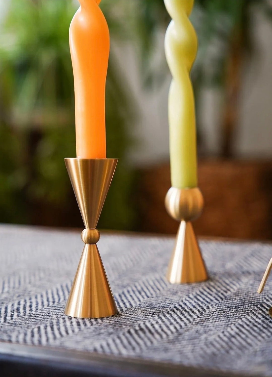 Brass Candlestick - Set of 2, Tapered Bottom Candlestick, Tapered ...