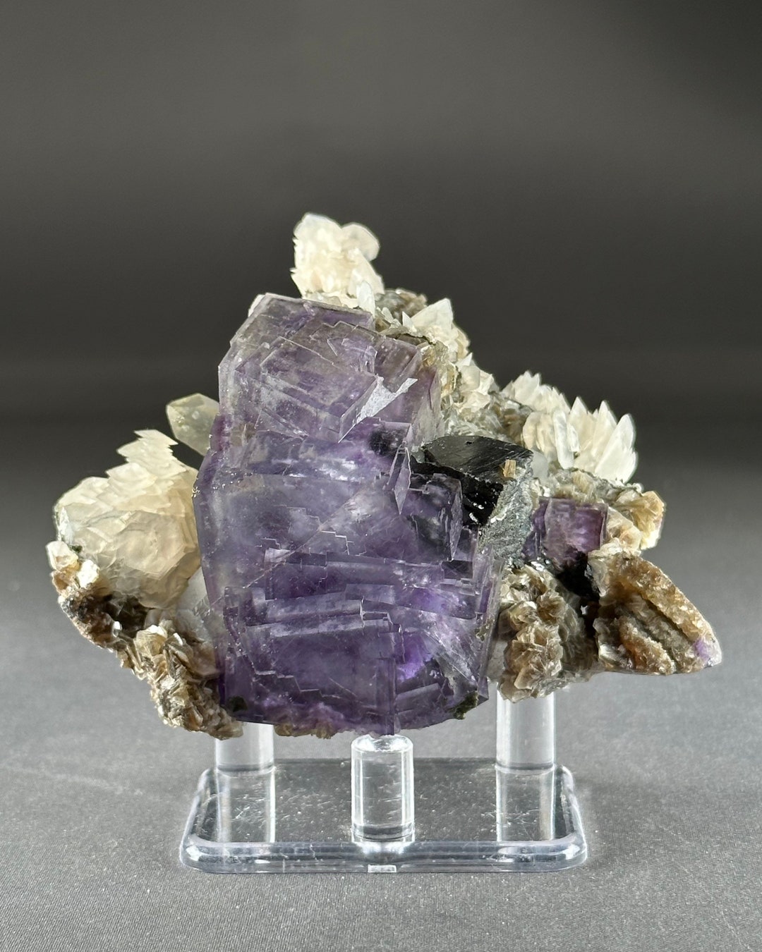 Purple Fluorite Matrix With Ilvaite, Calcite and Quartz - Etsy