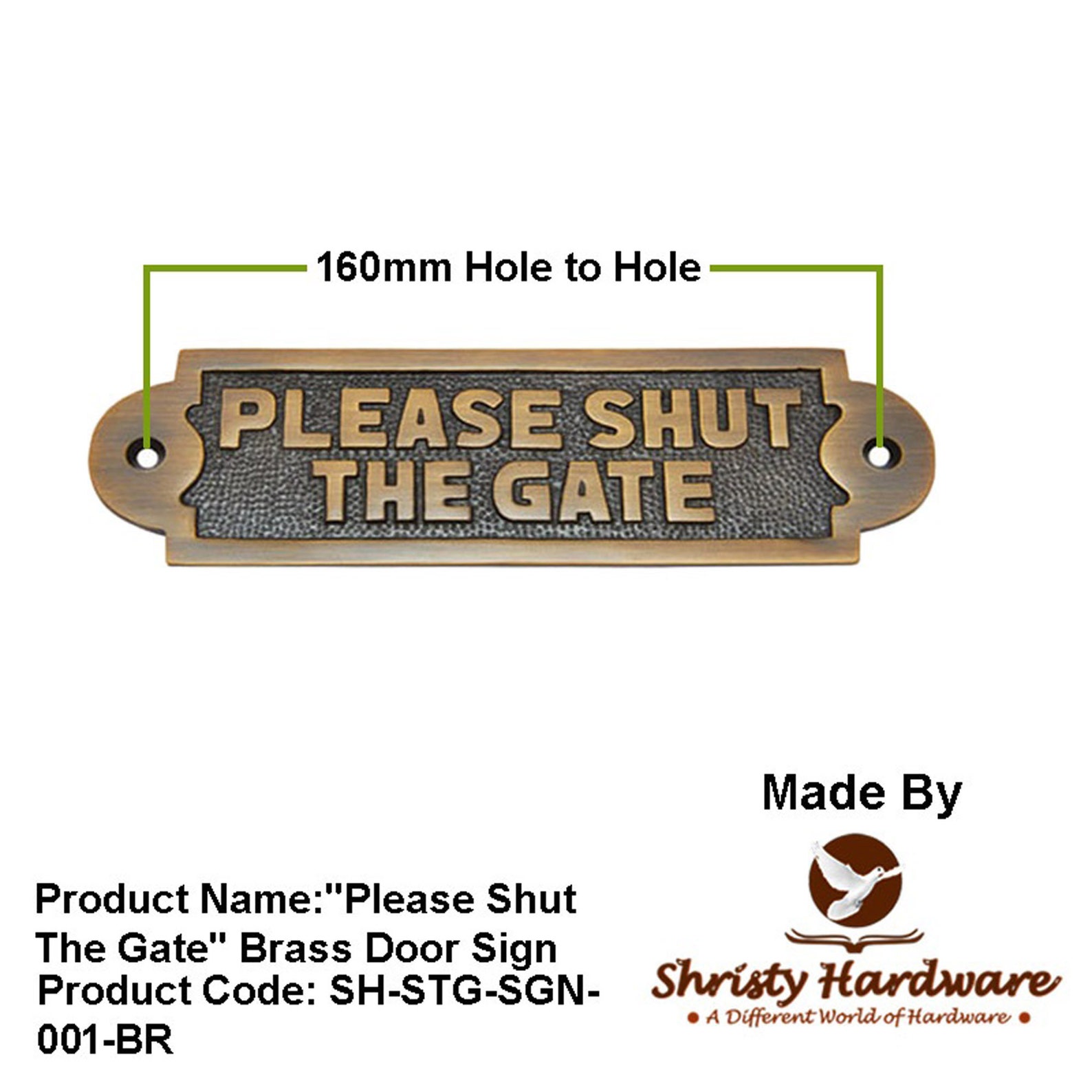 Shristy Hardware "please Shut the Gate" Brass Door Sign Plaque for ...