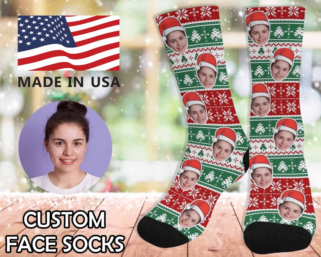 Personalized Christmas Face Socks, Photo Custom Adult Socks - Etsy