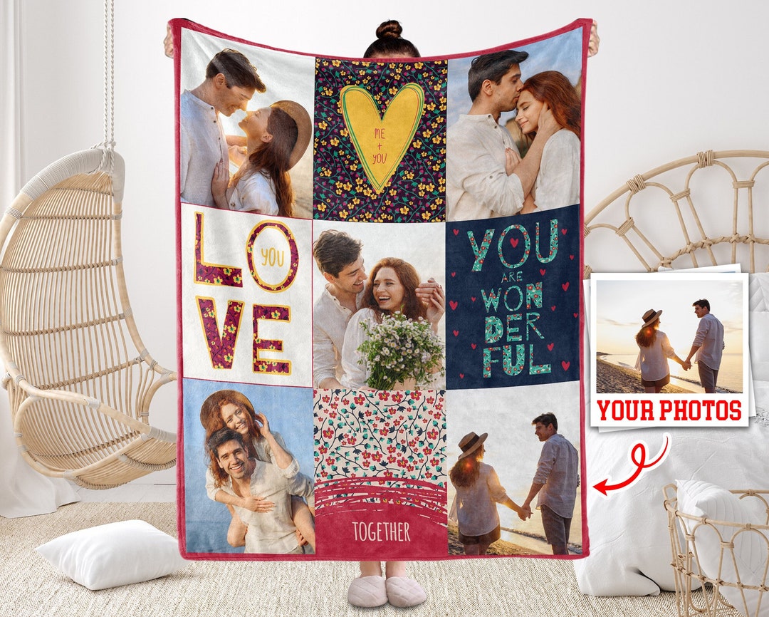 Custom Photo Blanket, Personalized Blanket for Couples, Custom Couple ...