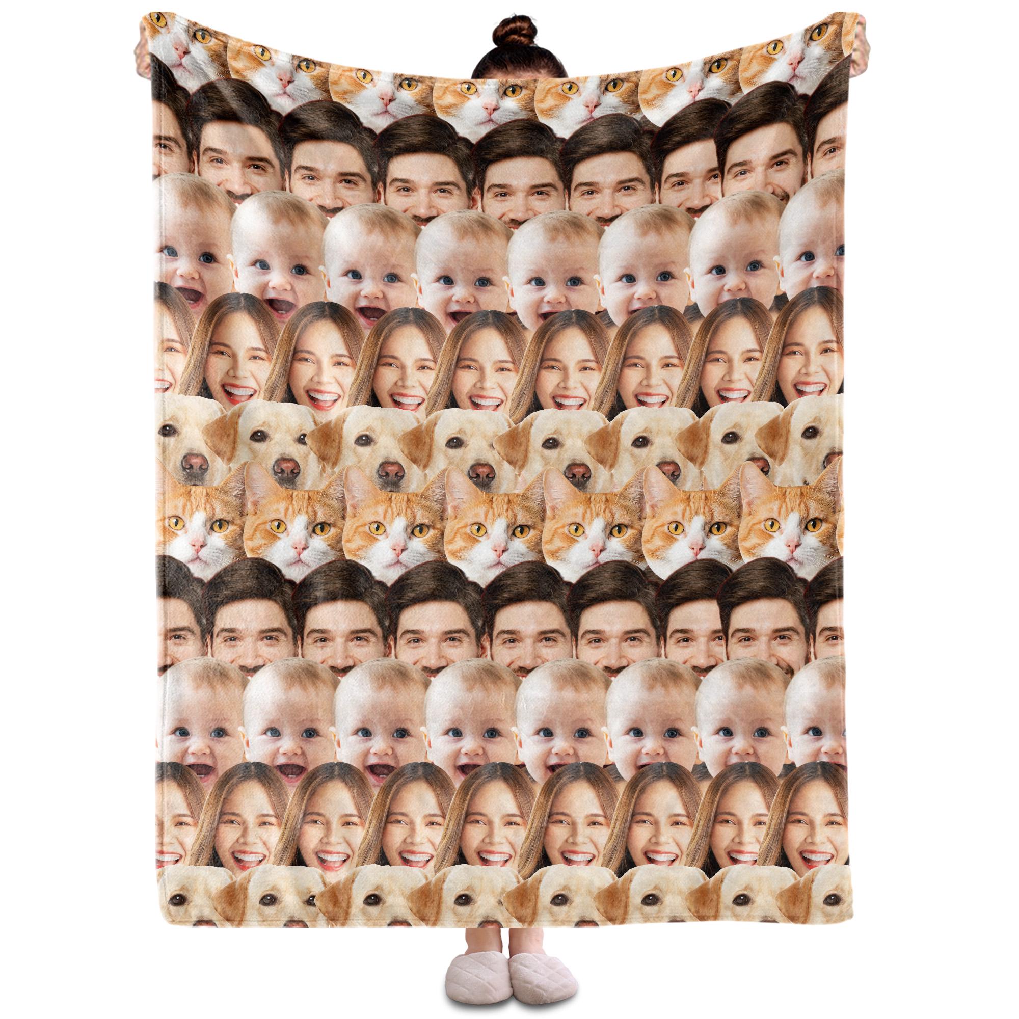 Personalized Face Throw Blanket,custom Photo Print Blanket,customized ...