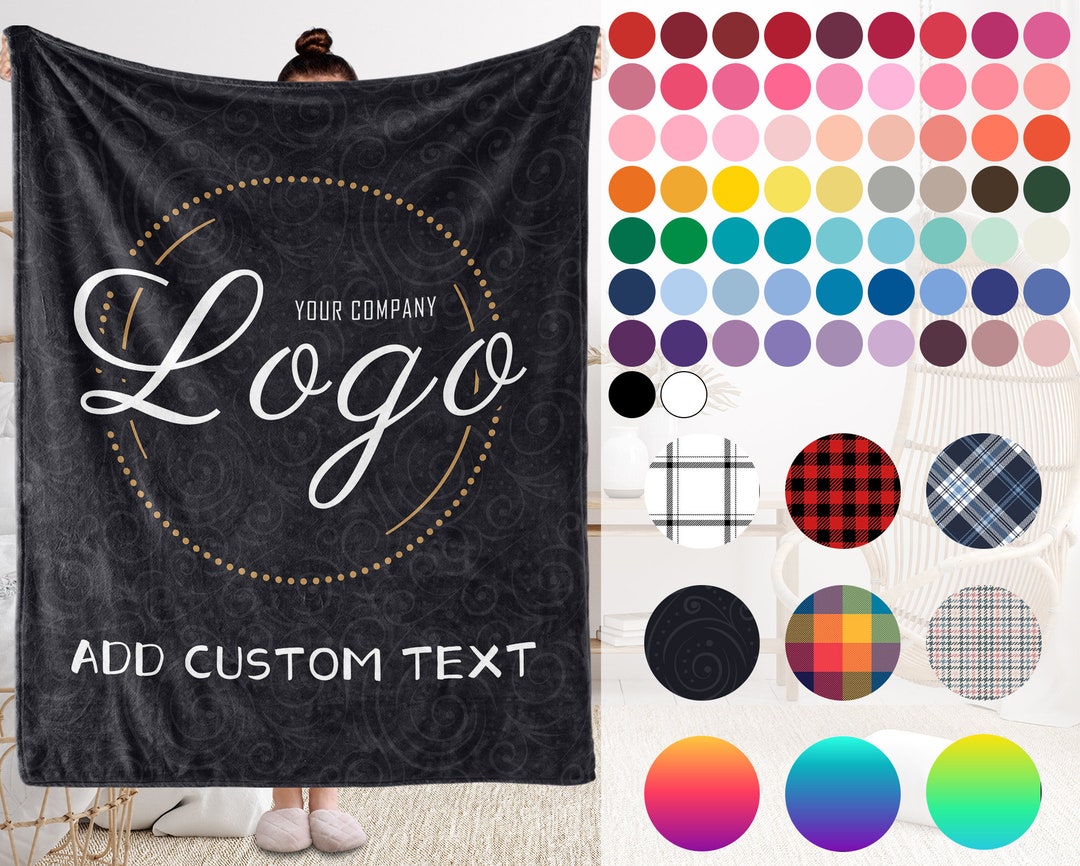 Custom Logo Blanket, Personalized Text Blanket Gift, Custom Fleece ...