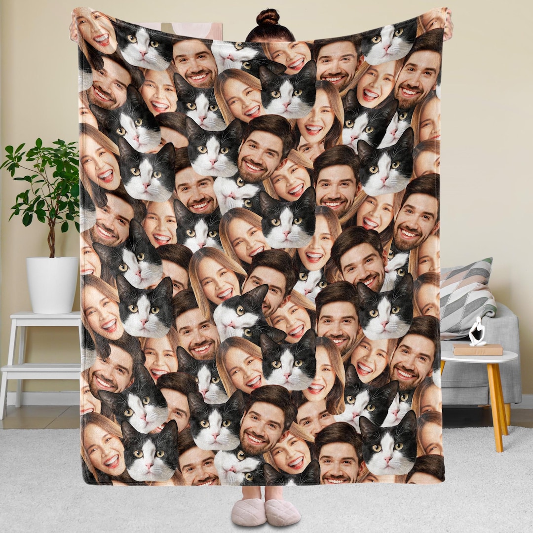 Personalized Face Throw Blanket,custom Photo Print Blanket,customized ...
